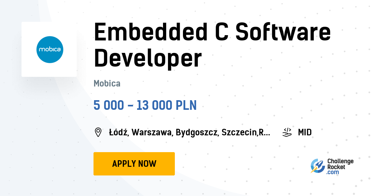 Embedded C Software Developer @ Mobica | ChallengeRocket.com