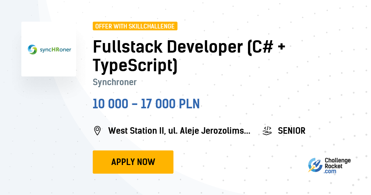 Full Stack Developer C Typescript Synchroner Warszawa