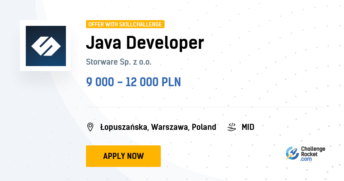Java Developer @ Storware, Warszawa | ChallengeRocket.com